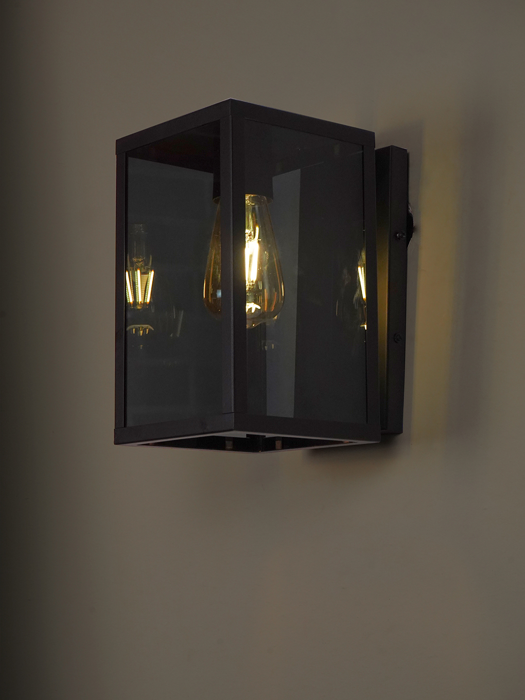 Contemporary Cuboid Black Glass Wall Light